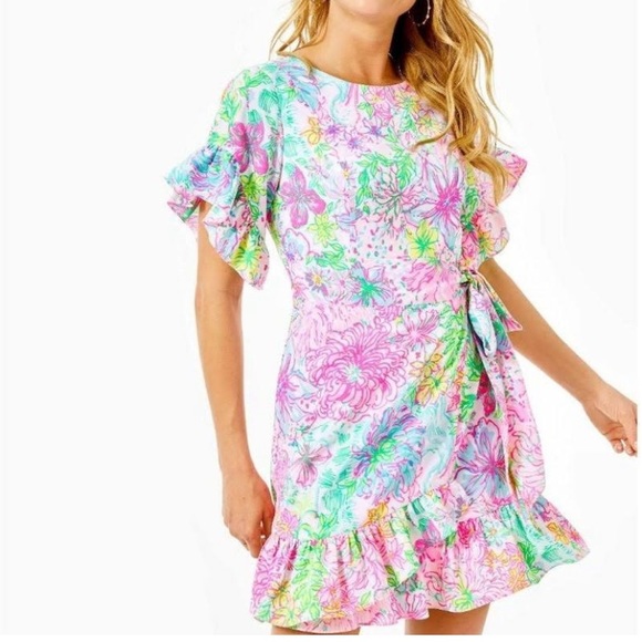 Lilly Pulitzer | Dresses | Lilly Pulitzer Floral Darlah Wrap Dress ...